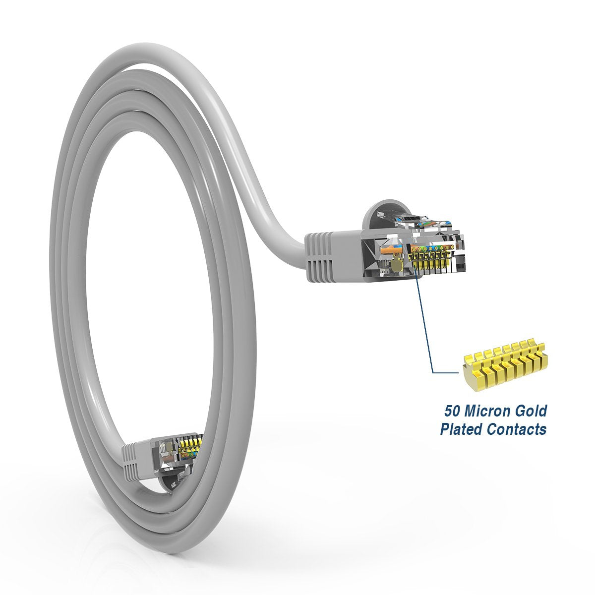 Cat.6 Booted Patch Cord, 3ft, Gray — Prime Structured Cable